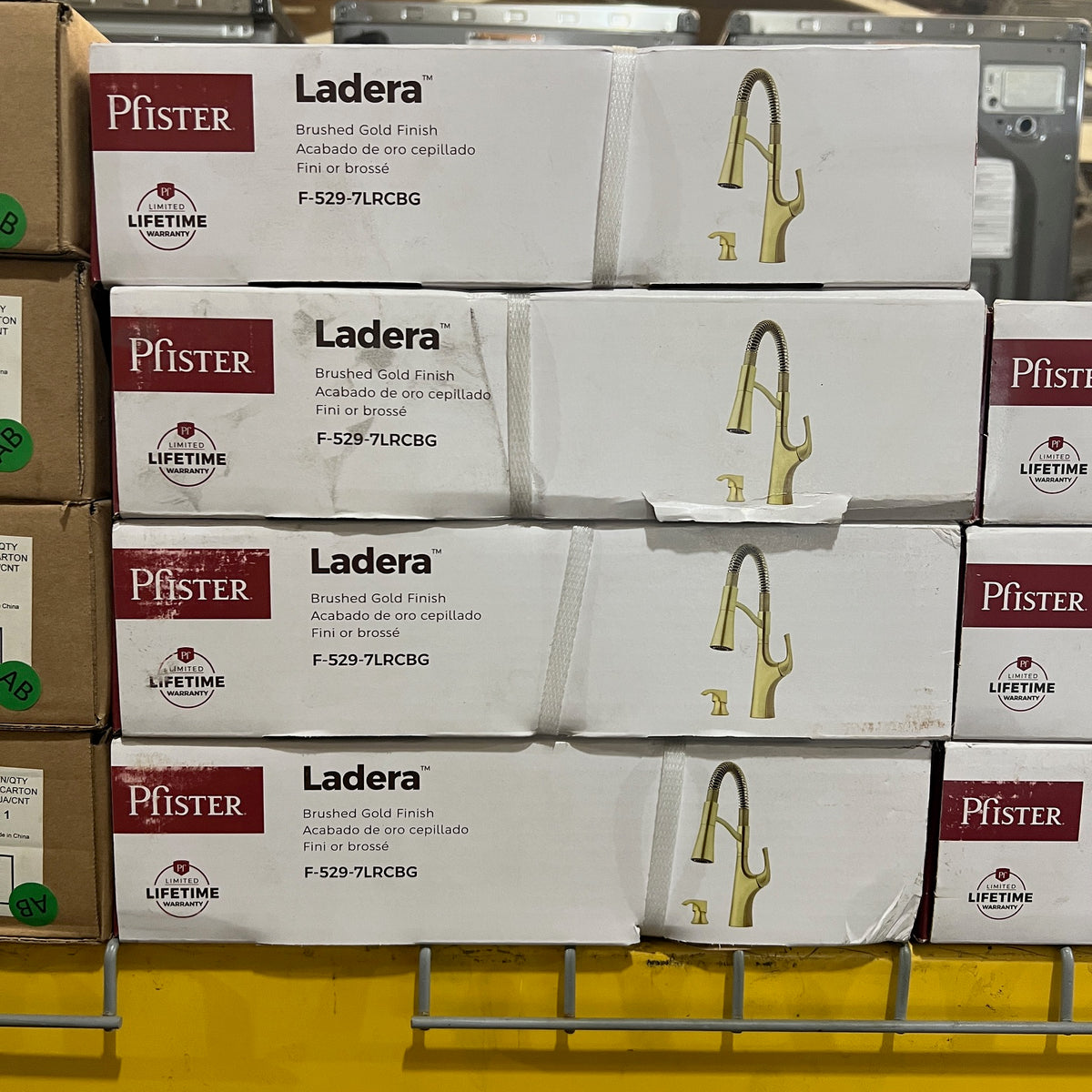 Pfister Ladera Commercial Faucet with Pull Down Sprayer and Soap Dispe ...